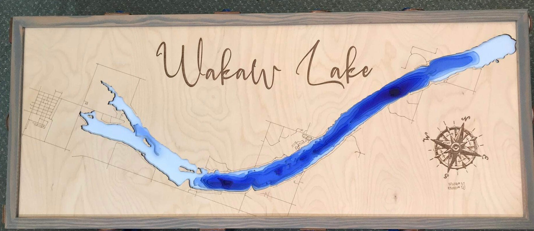 Wakaw Lake , Saskatchewan 3D Wood Map – Northern maps