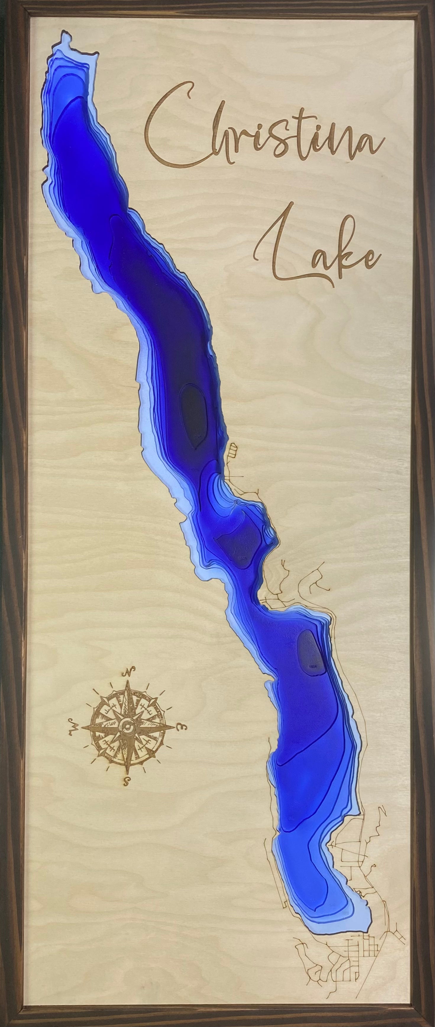 Christina lake , British Columbia 3D Wood Map – Northern maps