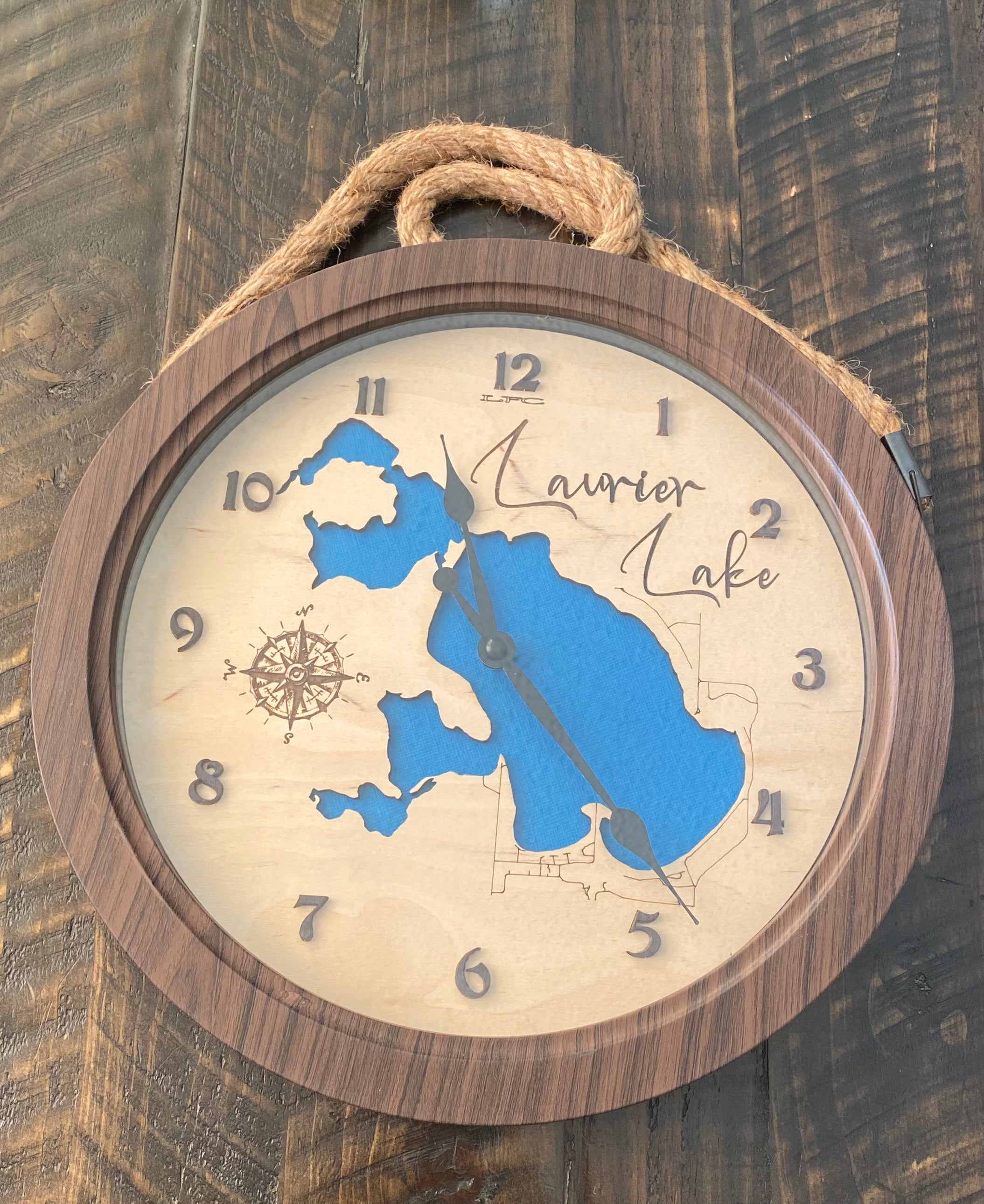 12” Laurier Lake , AB wall clock – Northern maps