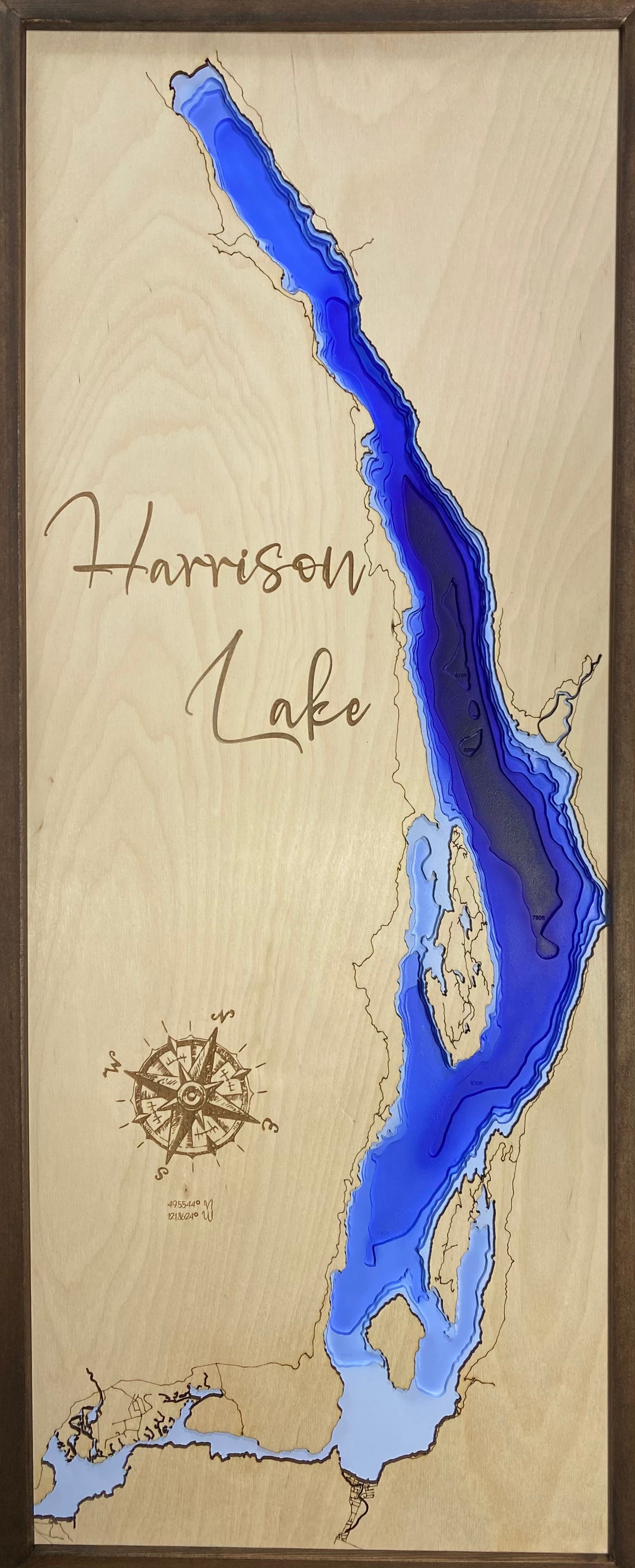 Harrison Lake , British Columbia 3D Wood Map – Northern maps
