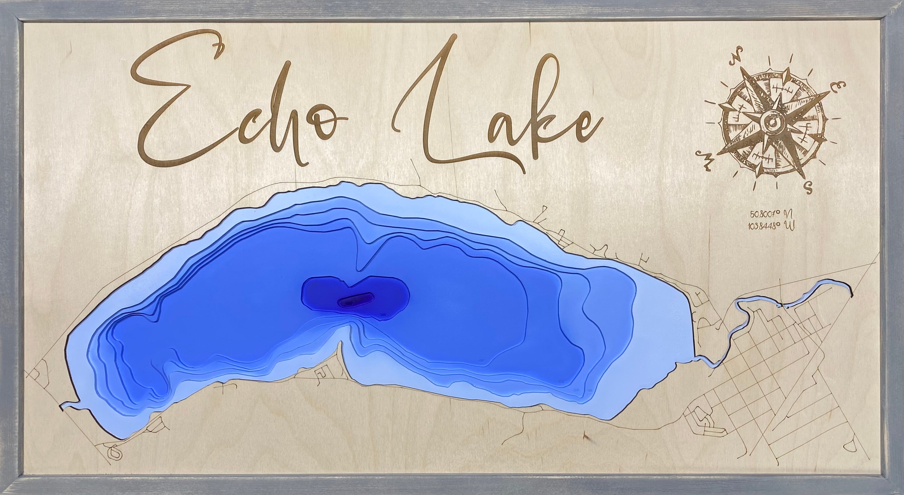 Echo Lake , Saskatchewan 3D Wood Map – Northern maps